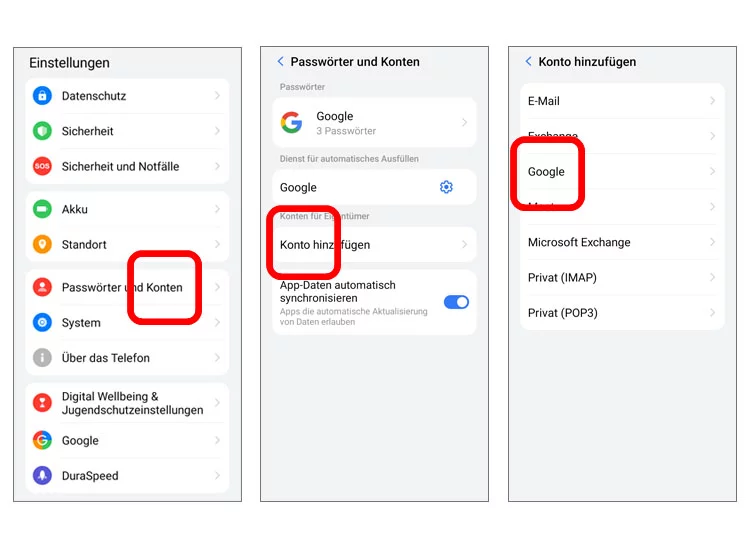 Google Konto einrichten